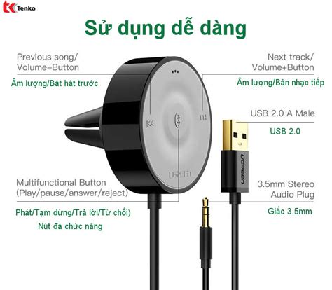 Bộ Thu Nhận Bluetooth Cho Loa, Amply Ugreen 40760
