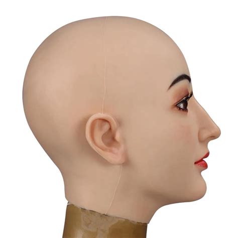 Siliconen Cossdresser-masker met realistische hoofd- en gezichtsmake-up ...