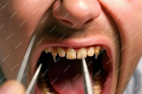 Premium AI Image | A man with a tooth in his mouth