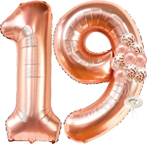 Amazon.com: Giant, Rose Gold 19 Balloon Number - 40 Inch Rose Gold 19 ...