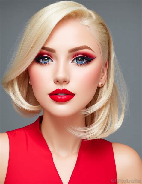 Blonde with heavy red lipstick 013 by AI-portraits on DeviantArt