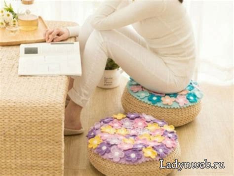 Круглая сидушка на стул с цветами крючком схема | Ladynweb.ru