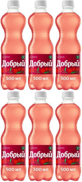 Газированный напиток Добрый вишня 0,5 л, комплект: 6 упаковок по 0.5 л ...