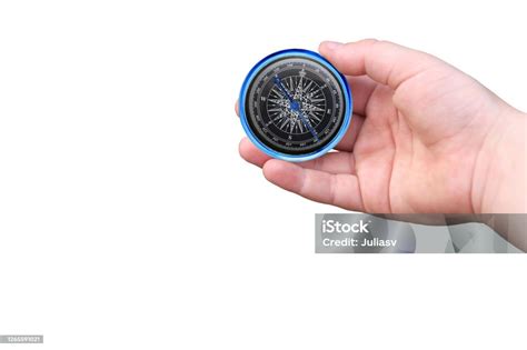 Kompas Bulat Di Tangan Terisolasi Pada Latar Belakang Putih Foto Stok ...