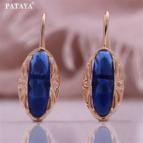 Купить PATAYA Розовое золото Цвет Синий Искусственный циркон Серьги ...
