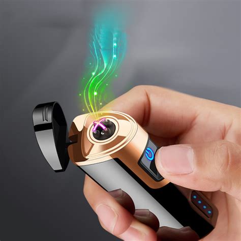 Сенсорная USB зажигалка с двойной дугой, черная