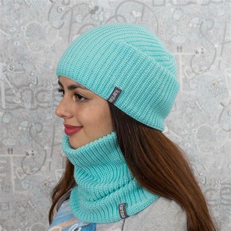 Комплект: вязаная шапка со снудом на флисе luxyart канта универсальный ...