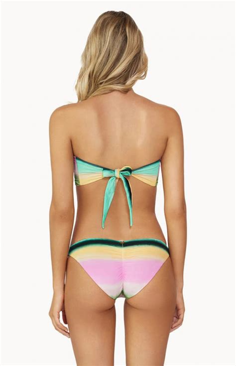 Купальник бандо PilyQ Breeze Ring Bandeau полосатый с кольцом