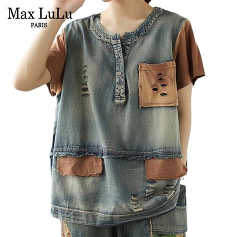 Max LuLu 2020 летние модные женские винтажные футболки с дырками ...