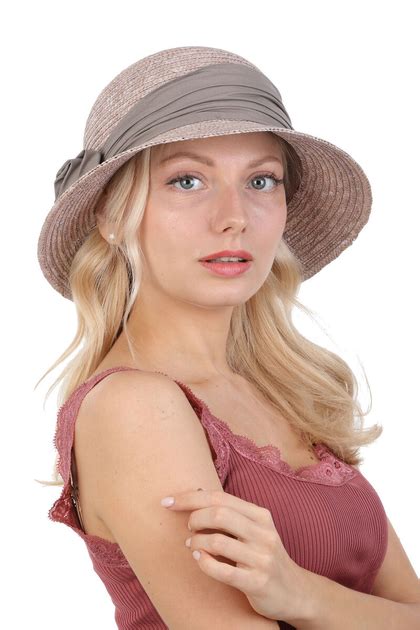 Шляпка из натуральной соломы серая с розочкой 59 Seeberger (SC46292) от ...