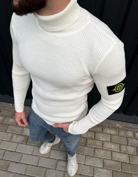 Купить Мужская кофта Stone Island белая / Брендовые свитшоты Стон ...