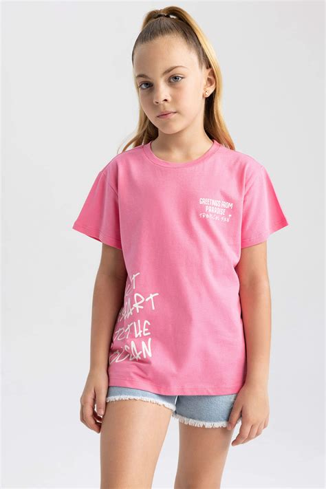 Pink GIRLS & TEENS Girl Regular Fit Short Sleeve T-Shirt 2896344 | DeFacto