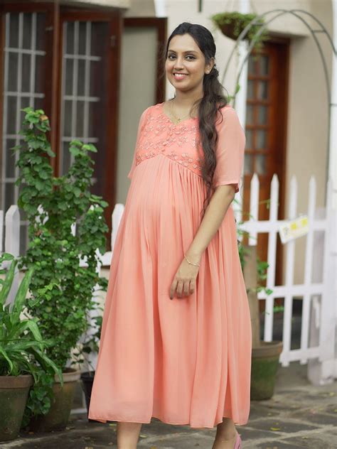 Maternity Party Wear Short Dress- Peach
