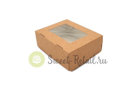 Крафт-коробка с окном 8х10х3,5 см