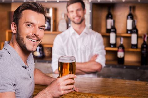 Happy bar customer. stock photo. Image of counter, beer - 42479272