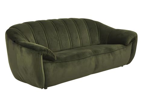 Canapé 3 places en velours vert olive au style vintage MALVITO