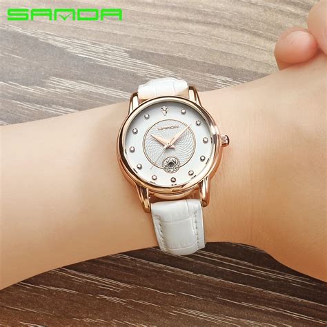 SANDA Fashion Elegant Woman Watches Quartz Leather Bracelet Ladies ...