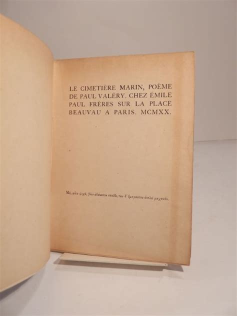 Le Cimetière marin, poème de Paul Valéry. par VALERY (Paul) | L ...