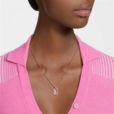 Swarovski Iconic Swan pendant, Swan, Medium, Pink, Rose gold-tone ...