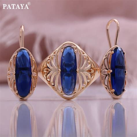 Купить PATAYA Розовое золото Цвет Синий Искусственный циркон Серьги ...