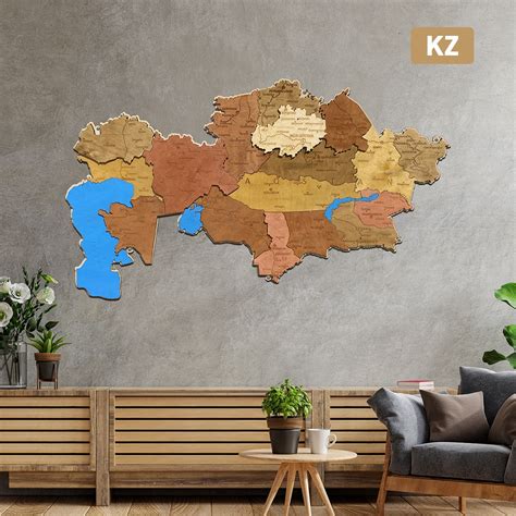 Купить Ecomaps картина Карта Казахстана 150x90 см в Алматы – Магазин на ...