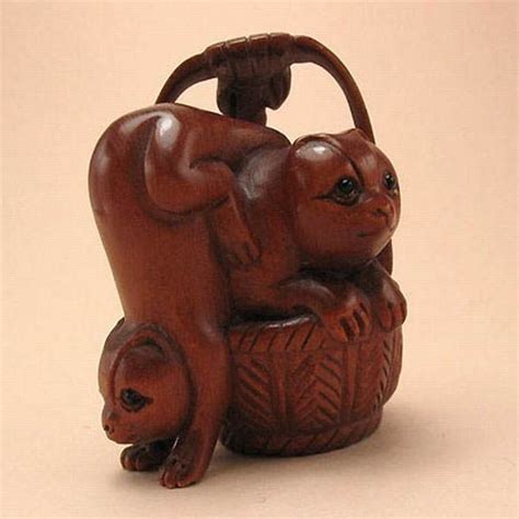 Two cats in a basket | Нэцкэ, Кот