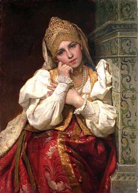 Русский костюм в живописи. Боярышня-Firs Sergeevich Zhuravlev (Russian ...