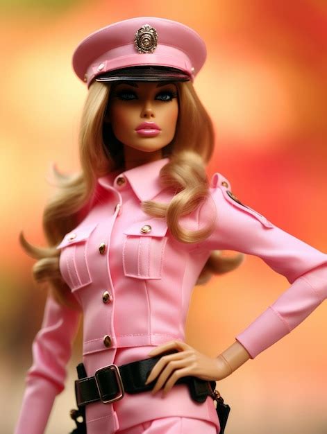 Premium AI Image | Barbie girl in pink style policewoman officer