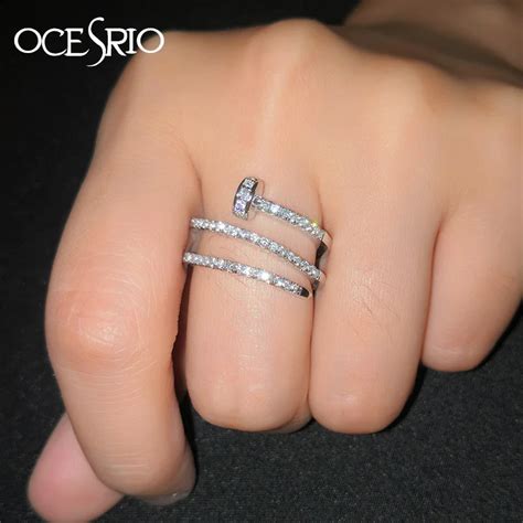 OCESRIO, Золотое модное кольцо для ногтей, для женщин, кубический ...