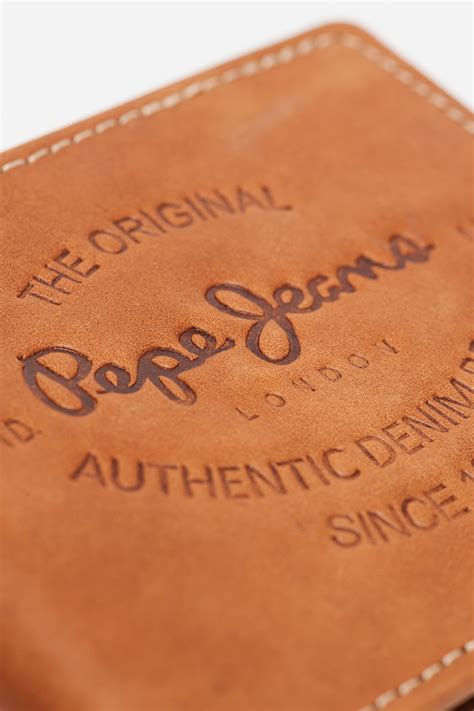 Pepe Jeans London, Кожен сгъваем портфейл с лого, Карамел - eMAG.bg