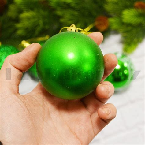 Новогодние елочные шарики зеленые 6 шт. 3 в 1 (id 95843550)