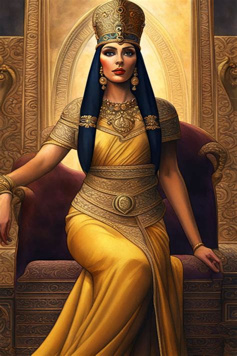 Realistically depict Cleopatra wearing a magnificent royal c... by ...