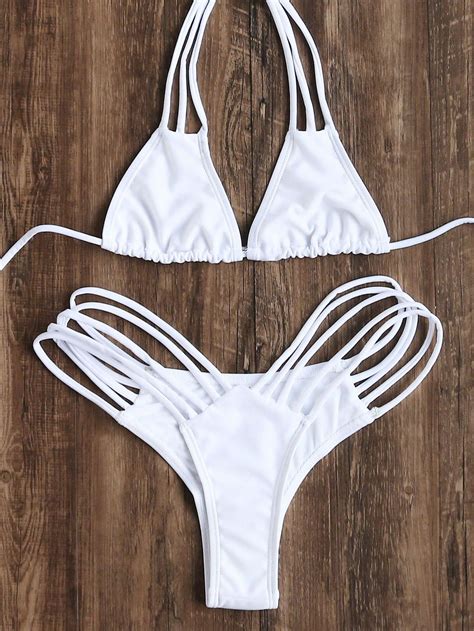 Strappy Triangle Bikini Set | Купальные костюмы, Белые бикини ...