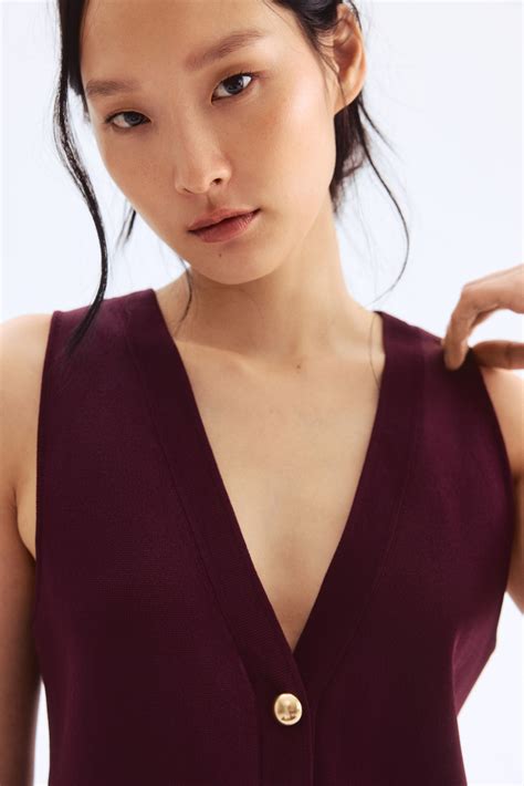 V Yakalı Elbise - Bordo - KADIN | H&M TR