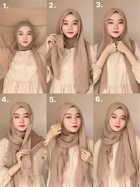 Tutorial hijab simple | Tutorial hijab mudah, Gaya jilbab, Gaya hijab