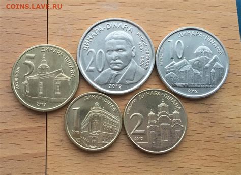 Набор регулярных монет Сербия 2012 2013 1 динар 2 5 10 20 Ди - Монеты ...
