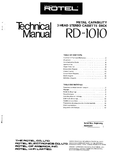 ROTEL RD-1010 SM Service Manual download, schematics, eeprom, repair ...