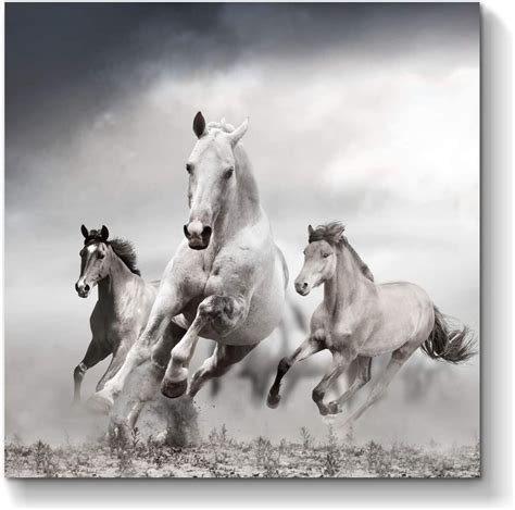 Running Horses Canvas Wall Art: Wild Animals Artwork Print Painting on Canvas for Wall ( 24"W x ...