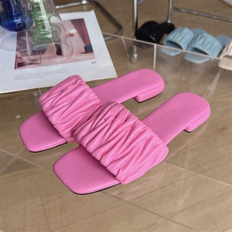 SUOJIALUN-Summer-New-Brand-Women-Slipper-Fashion-Pleated-Slip-On-Sandal ...