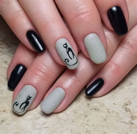 Кошки. Черные. | Nails, Nail art, Beauty