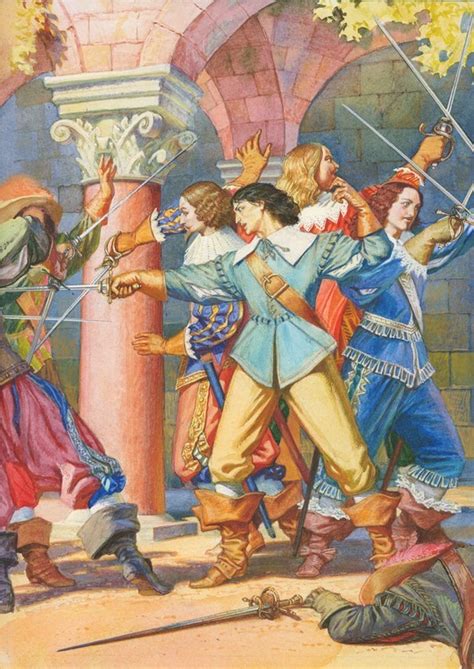 Иллюстрация А.Дюма. Три мушкетера в стиле книжная графика