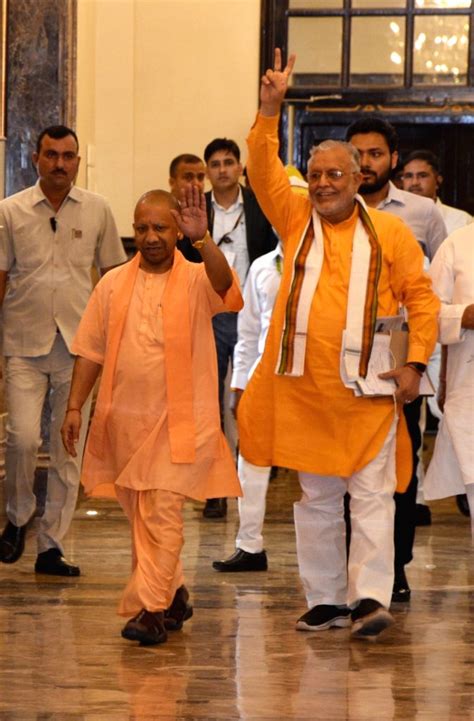Uttar Pradesh CM Yogi Adityanath along with Finance Minister Suresh ...