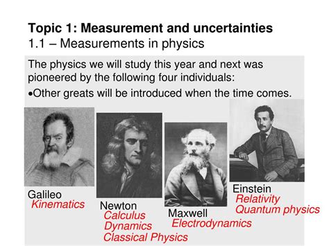 PPT - Topic 1: Measurement and uncertainties 1.1 – Measurements in physics PowerPoint ...