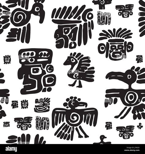Seamless vector maya pattern. Black and white ethnic elements. Tribal ...