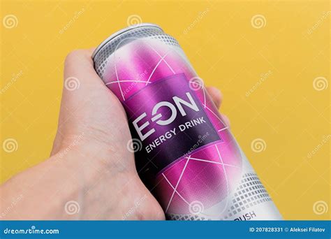 Tyumen, Russia-December 10, 2020: Aluminium Can of the EON Energy Drink ...