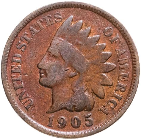Монета США 1 цент 1905 "Indian Head Cent" стоимостью 463 руб.