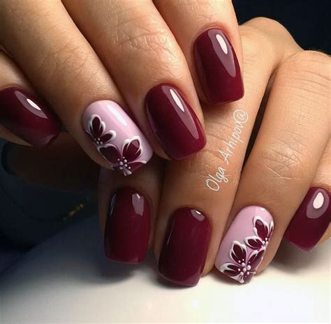 Дизайн ногтей красного цвета — лучшие идеи с фото Burgundy Nails, Pink ...