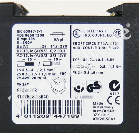 PLC Hardware: Siemens 3TK2828-1BB40 SIRIUS Mechanical Safety Relay, 24V DC