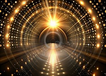 Radiant Golden Light Tunnel With Sparkling Dots Background, Golden Light Tunnel, Abstract Glow ...