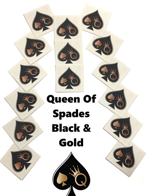 2-100pc Queen Of Spades QOS Gold Black Temporary Tattoo Fetish | Etsy